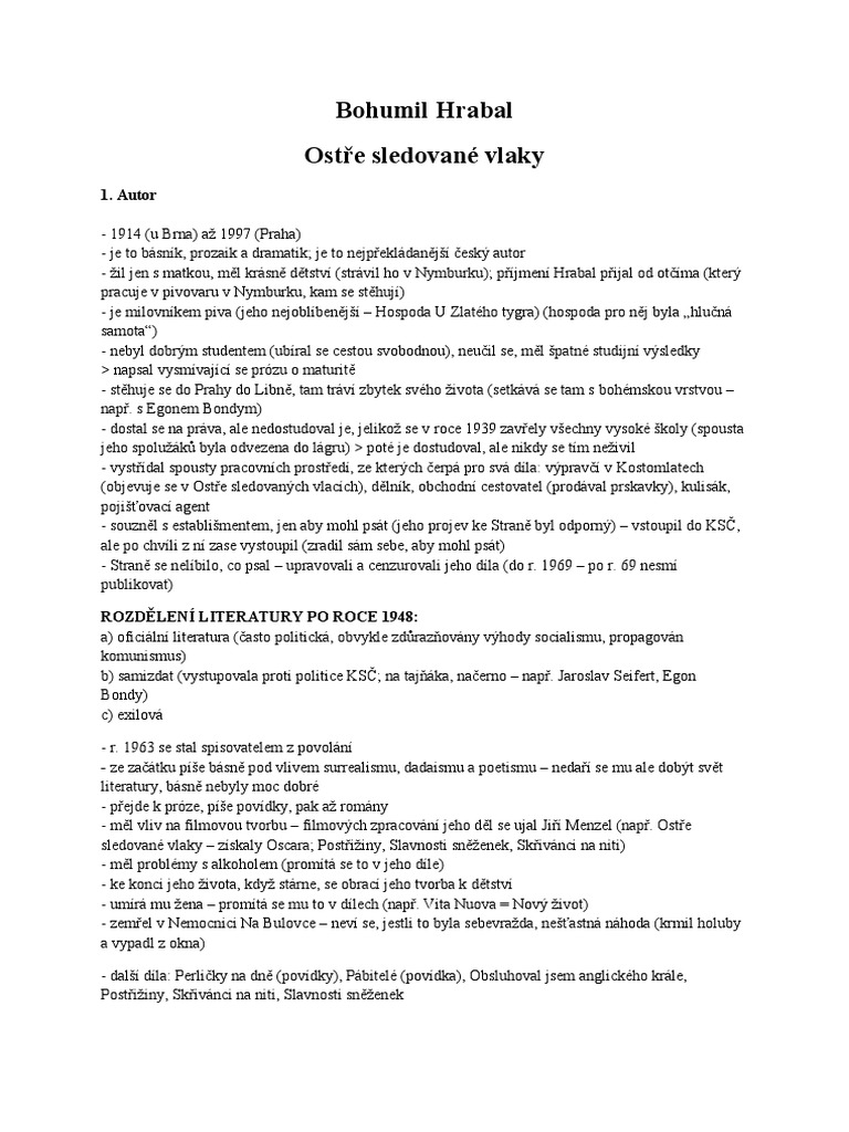 Ostře Sledované Vlaky - Kopie | PDF