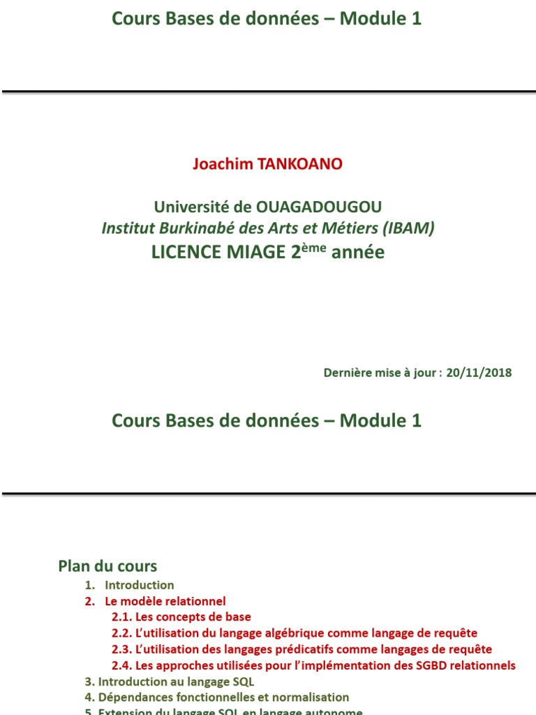 Introduction à la jointure theta | PDF | Base de données relationnelle ...