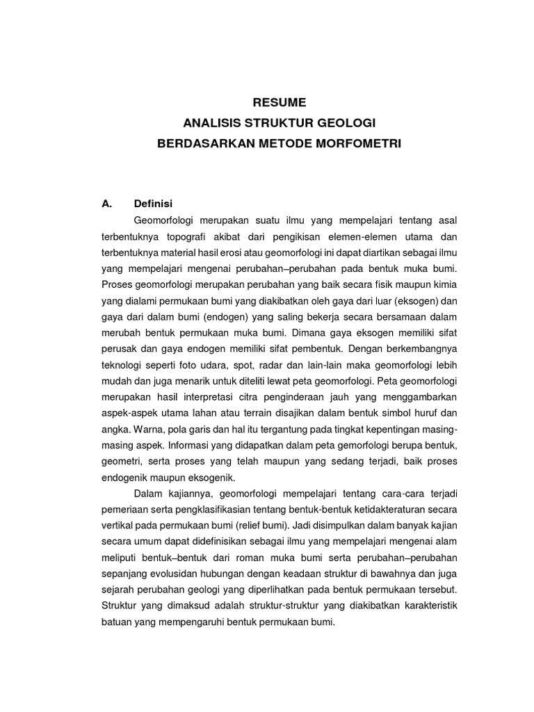 Analisis Morfometri Geologi Indonesia | PDF | Seni & Disiplin Bahasa
