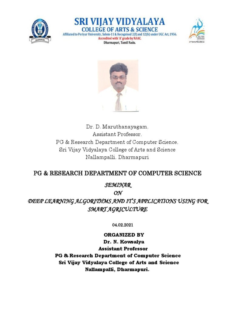 Deep Learning Seminar on Smart Agriculture | PDF | Cluster Analysis | Wireless Ad Hoc Network