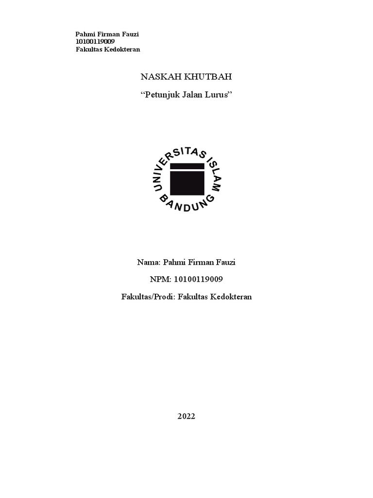 Khutbah: Petunjuk Jalan Lurus dalam Islam | PDF