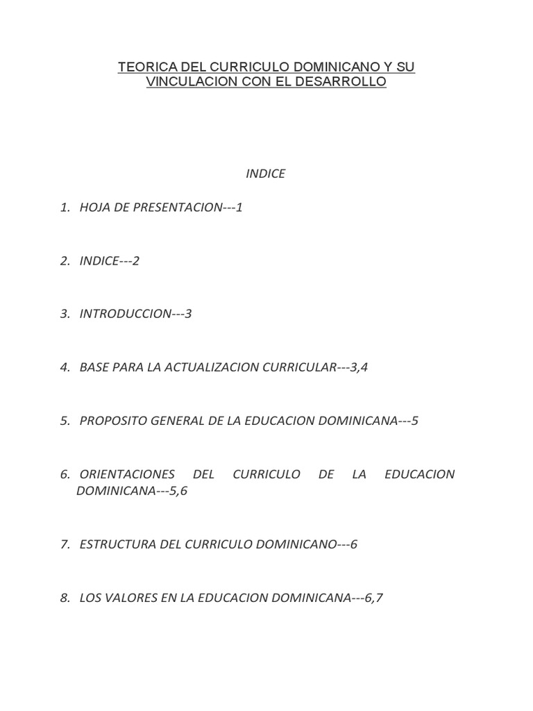 Teorica Del Curriculo Dominicano y Su Vinculacion Con El Desarrollo ...