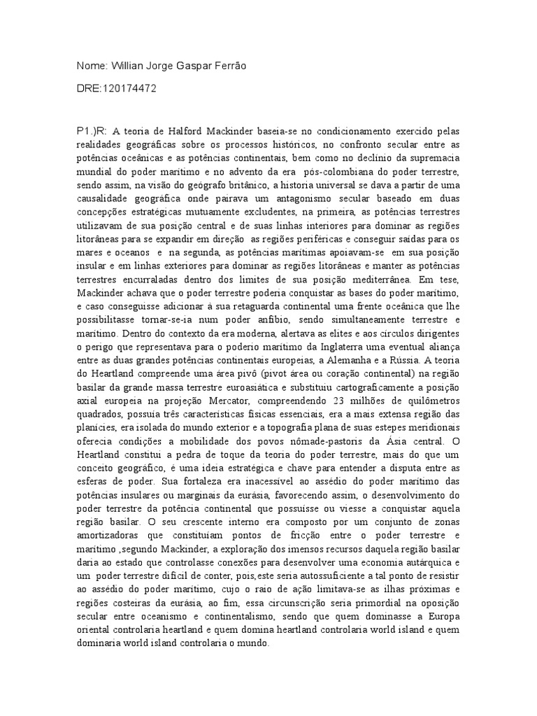 Teorias Geopolíticas de Mackinder | PDF | Europa | Geopolítica