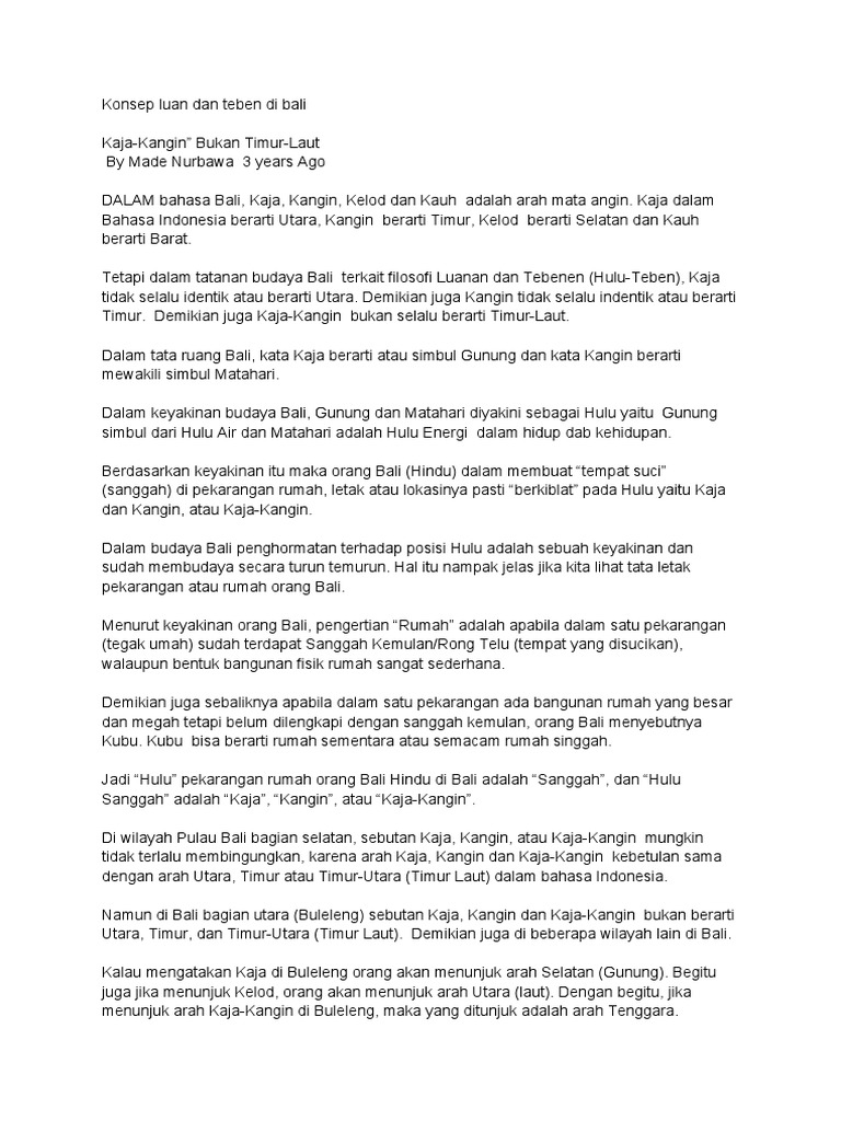 Konsep Luan Dan Teben Di Bali | PDF