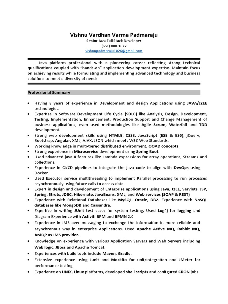 Vishnu Padmaraju JavaFullStack | PDF | Spring Framework | Angular Js