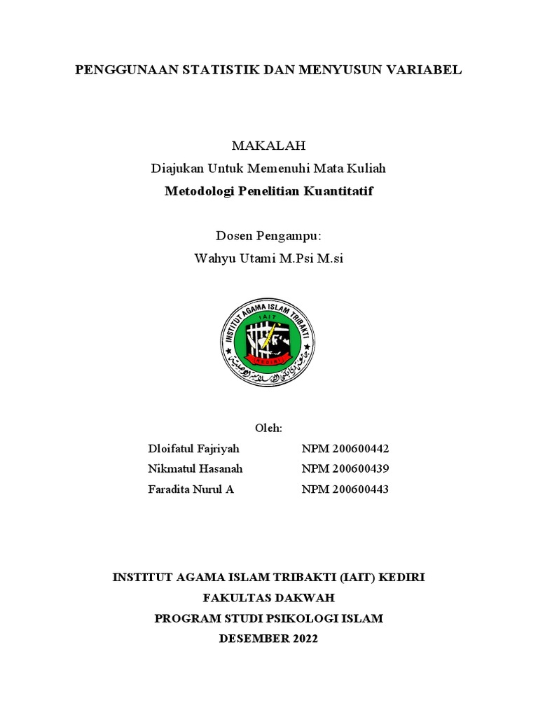 Pengertian dan Jenis Variabel Statistik | PDF