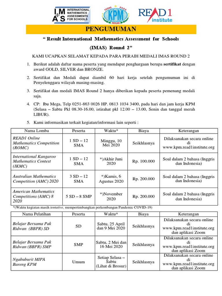 Pengumuman Imas Round 2 | PDF