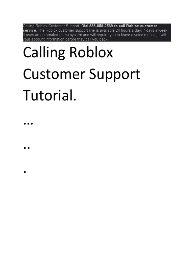 Calling Roblox Customer Support | PDF