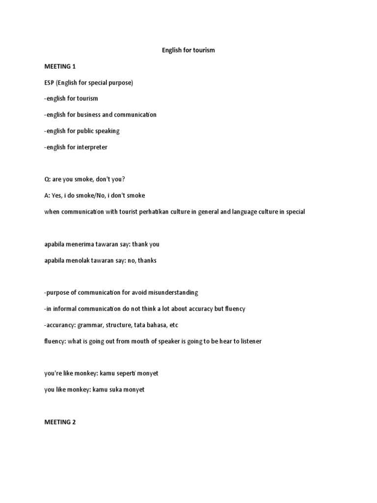 English For Tourism Pdf