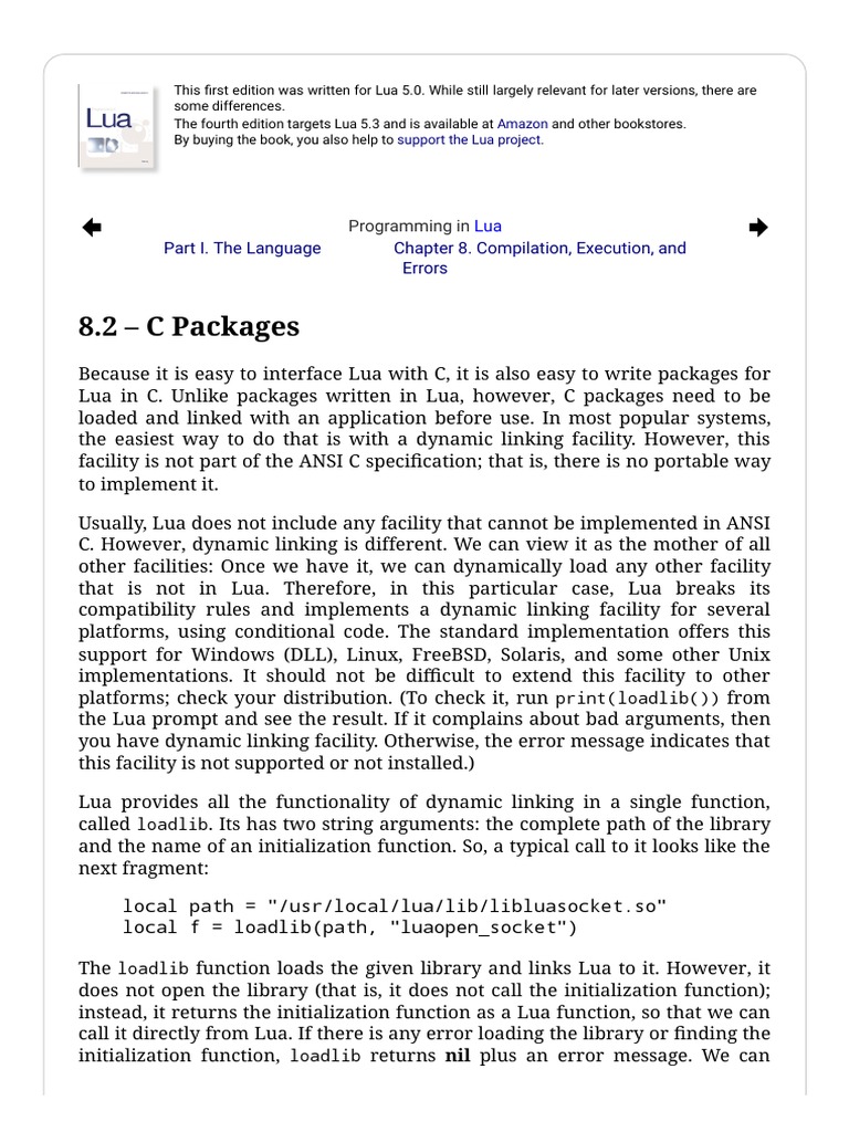 Programming in Lua - 8.2 | PDF | Library (Computing) | Computer Science Programming in Lua - 8.2 | PDF | Library (Computing) | Computer Science