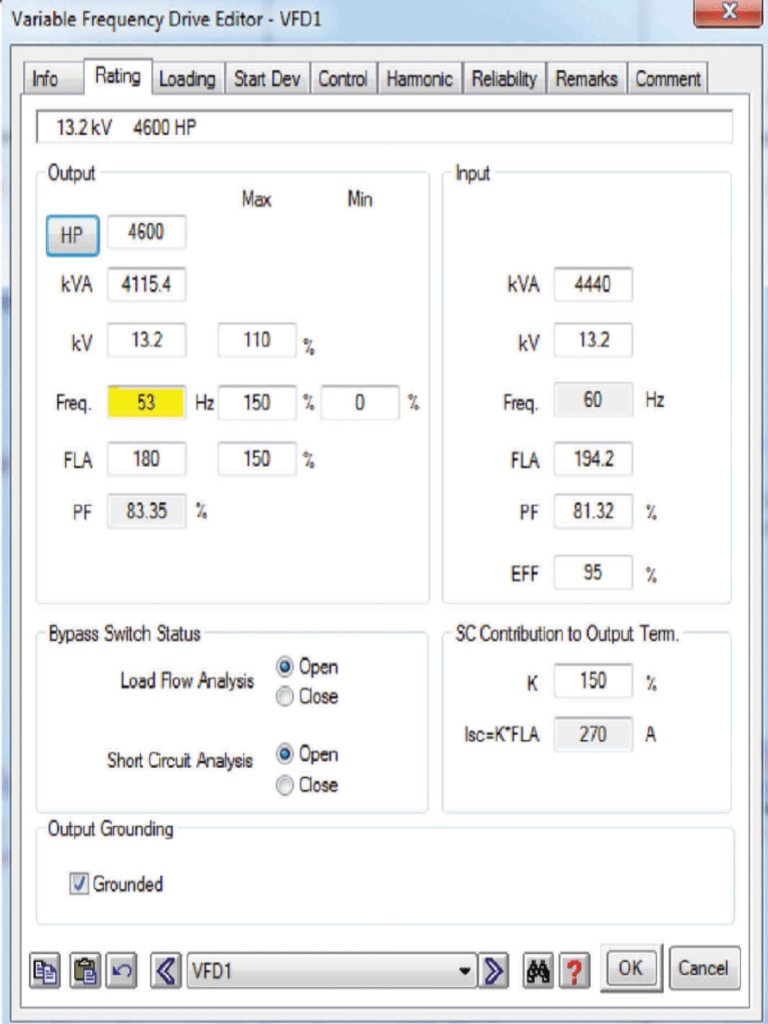 VFD Input and Output Data in ETAP | PDF