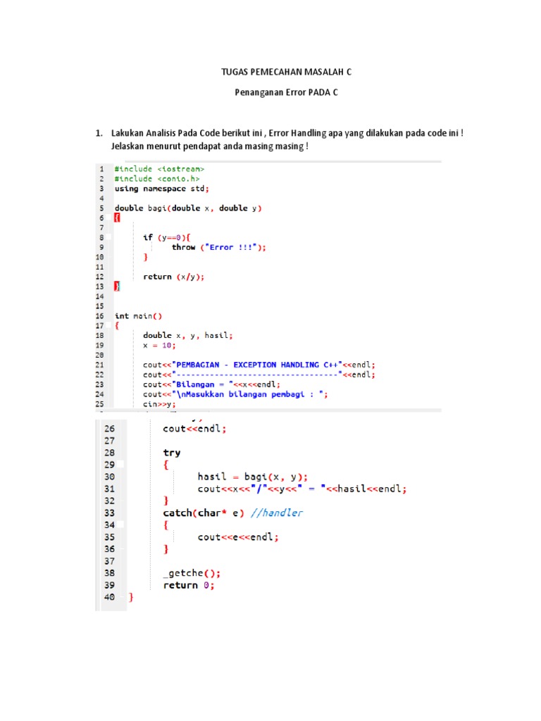Tugas Pemecahan Masalah C - Penanganan Error | PDF Tugas Pemecahan Masalah C - Penanganan Error | PDF
