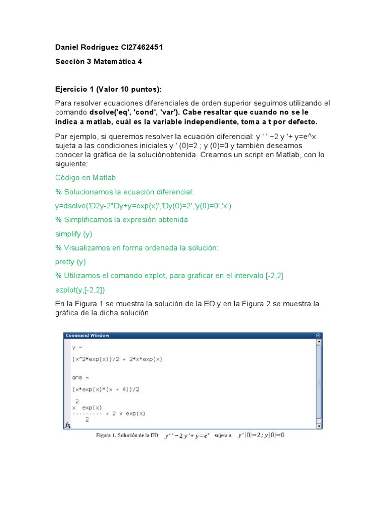 Daniel Rodriguez Mat Lab | PDF | Ecuaciones | Ecuaciones diferenciales