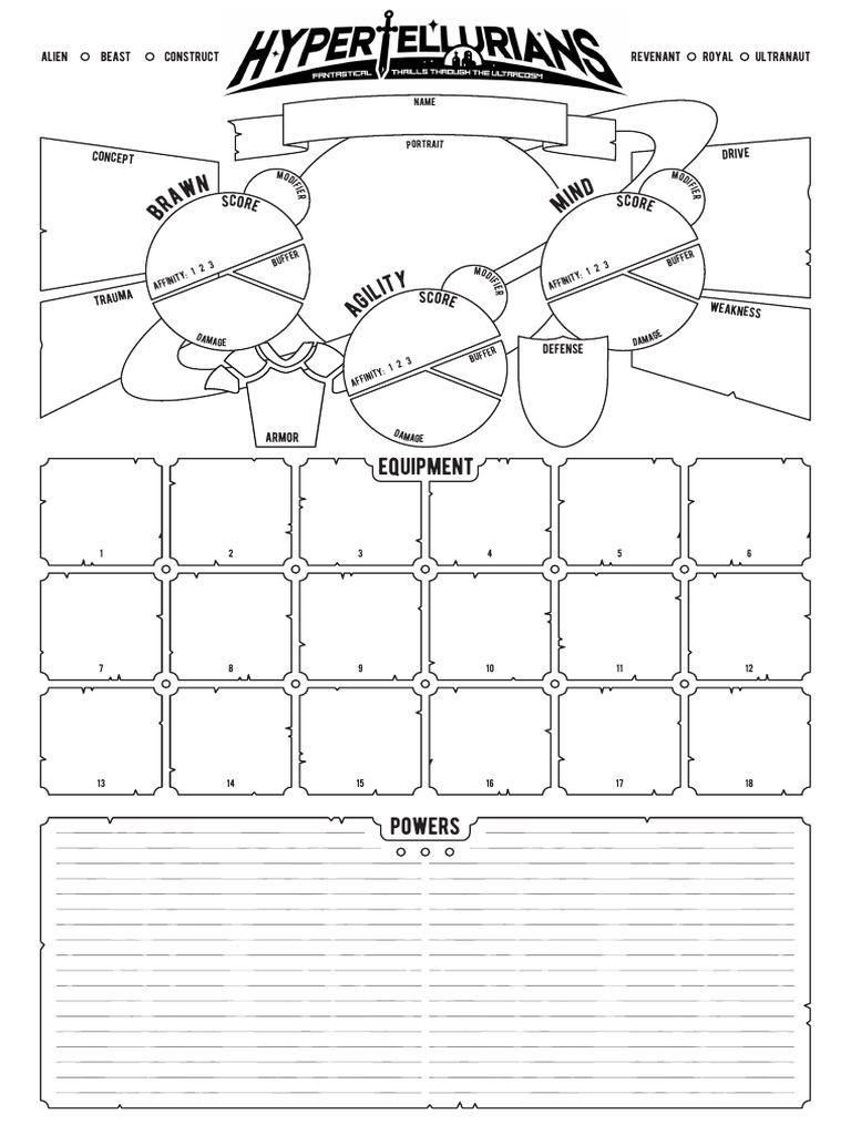 Hypertellurians - Character Sheet (v3) | PDF | Cognition