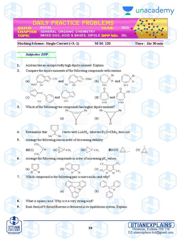 13 DPP 25l Goc Excel Mixed (Acid+Base+Dipole - 4-Sub) | PDF | Aromaticity | Chemical Compounds