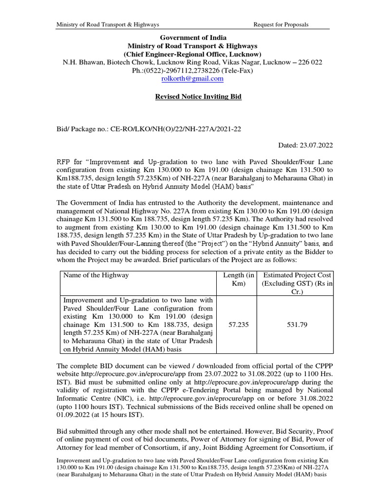 23.07.2022 - Updated NIT | PDF | Request For Proposal