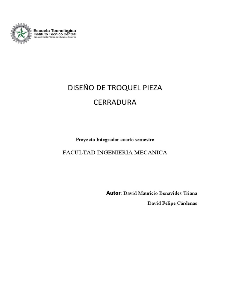 Diseño De Troquel Cuarto Semestre Pdf Acero Tratamiento A Base De