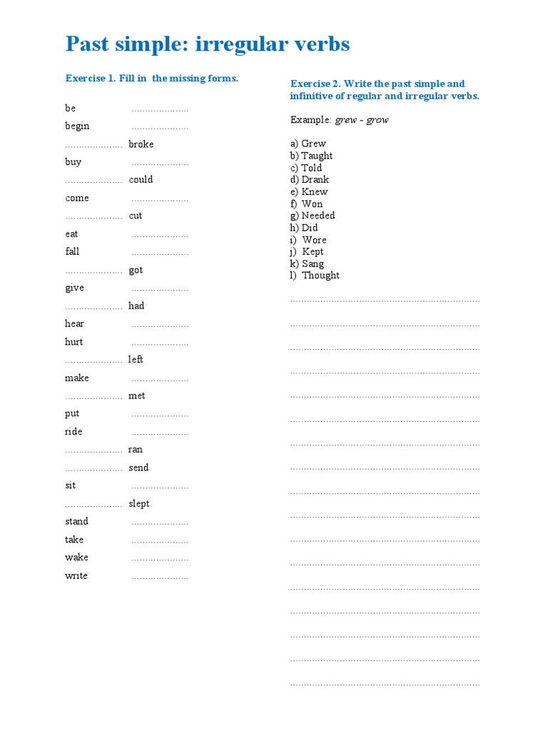 Irregular Verbs Test 1 Pdf Linguistic Typology Language Families