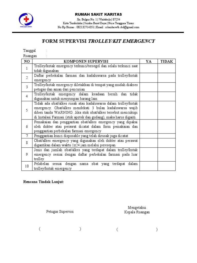 Form Supervisi Emer | PDF