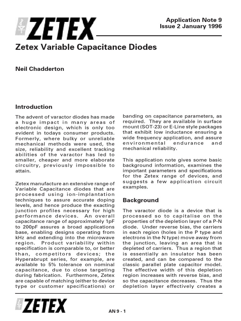 Zetex Vari Cap Diodes | PDF | Capacitor | P–N Junction