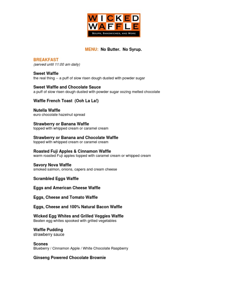 Wicked Waffle Menu | PDF | Salad | Cuisine