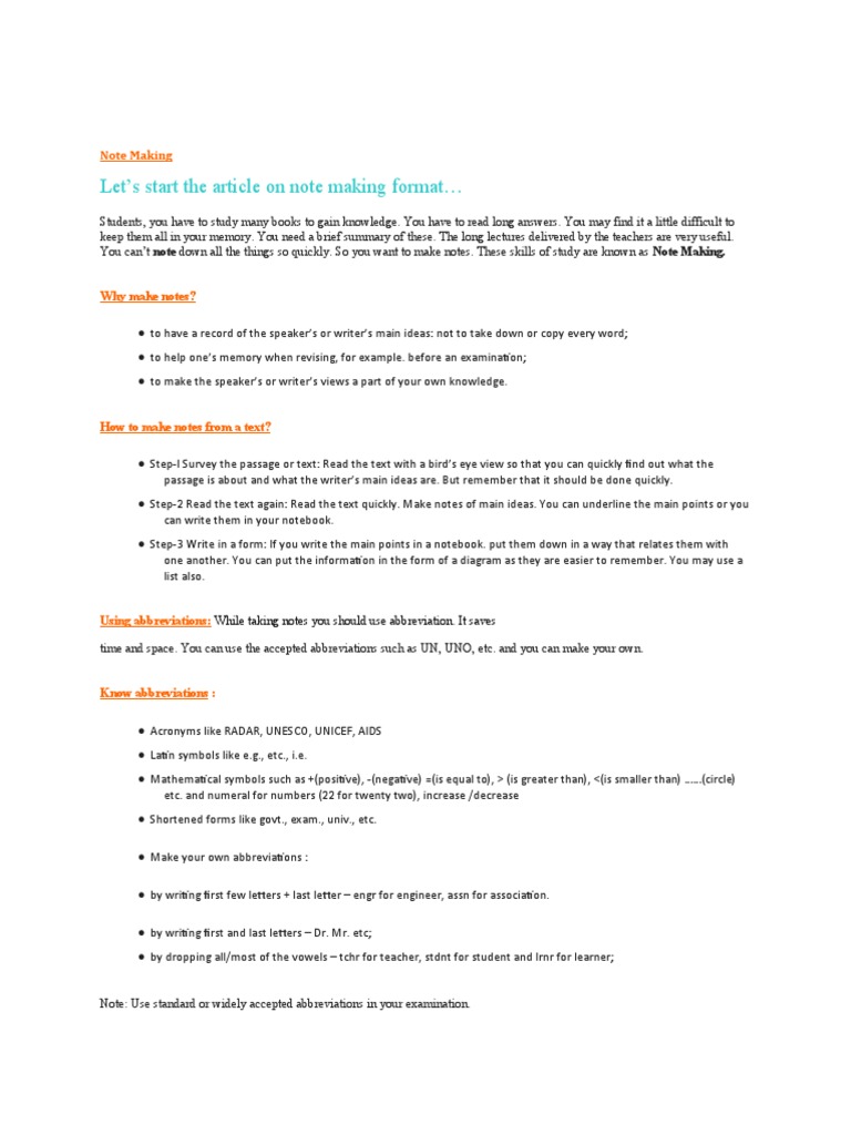 Note Making Format | Download Free PDF | Musical Instruments | String ...