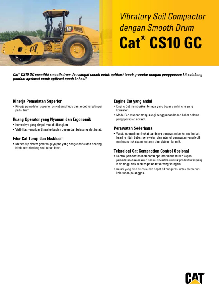 Cat Cs10 GC: Vibratory Soil Compactor Dengan Smooth Drum | PDF