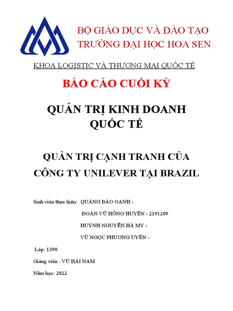 Báo Cáo Cuối Kì QTKDQT Bản Chính | PDF