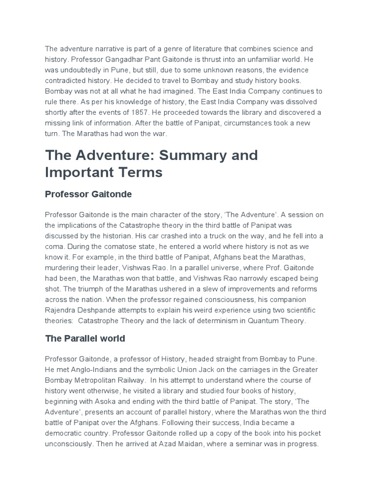 The Adventure Summary | PDF | Reality | Thought