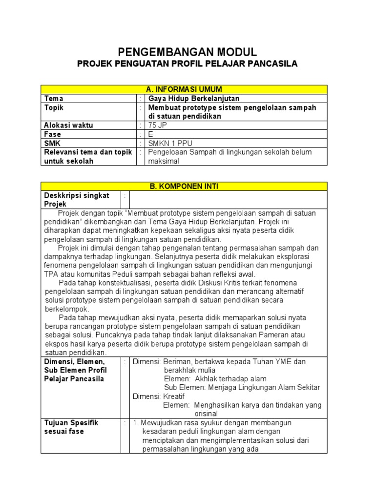 Hasil Latihan Pengembangan Modul P5 SMKN 1 PPU | PDF