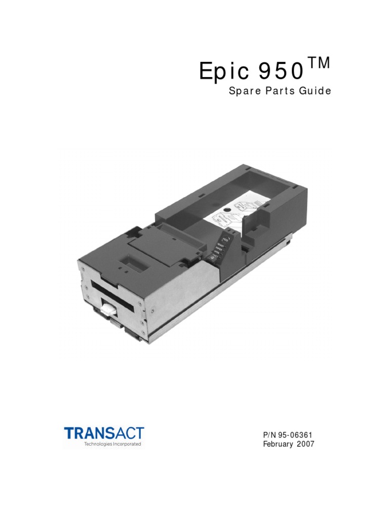 95-06360 REV. J INSERT-Epic 950 Spare Parts Guide | PDF | Printer (Computing) | Technical Support