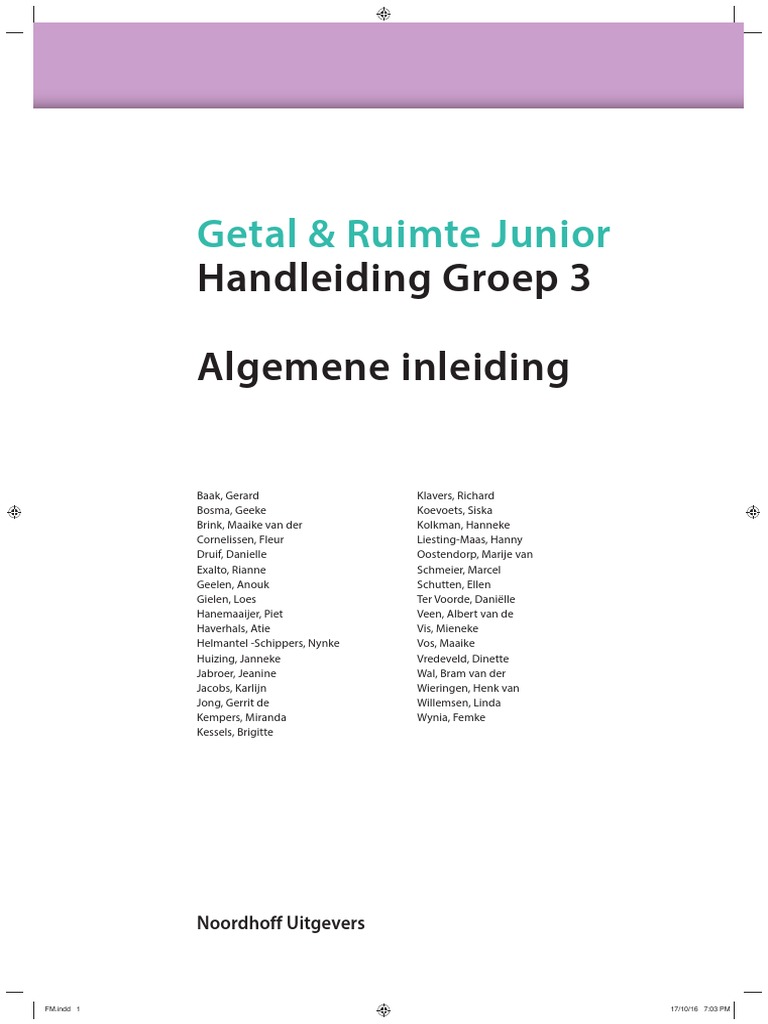 Noordhoff Basisonderwijs - Getal & Ruimte Junior Handleiding Groep 3 | PDF