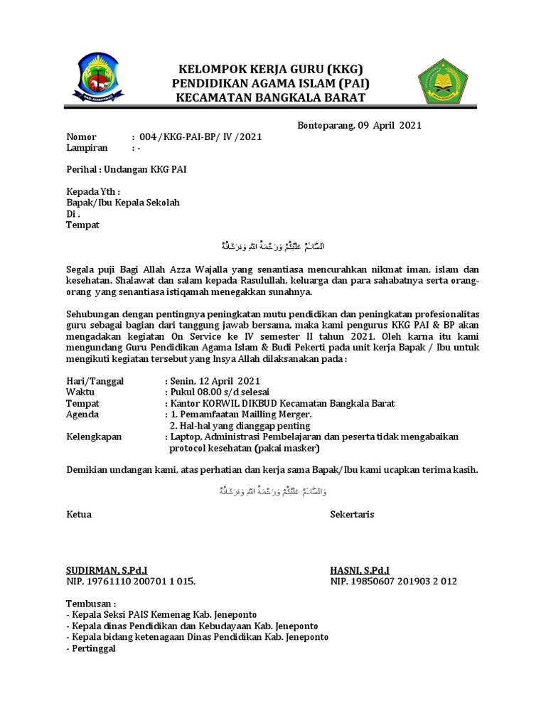Undangan KKG Pai April 2021 | PDF