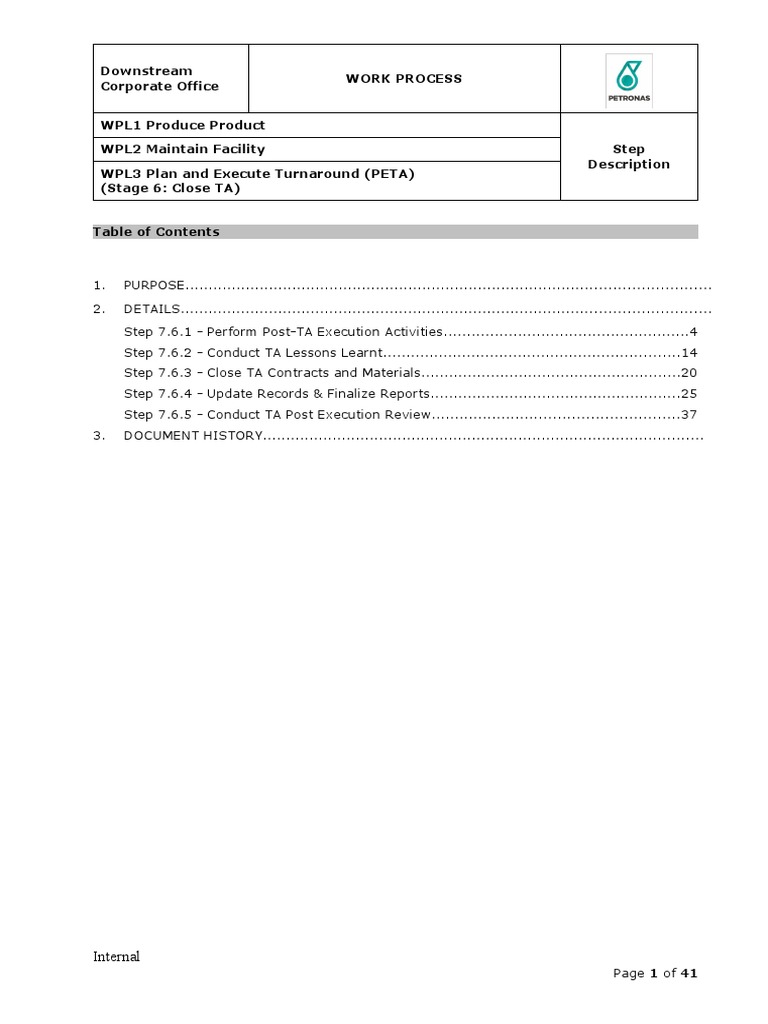 PETA-7.6 Step Description | PDF | Risk | Performance Indicator