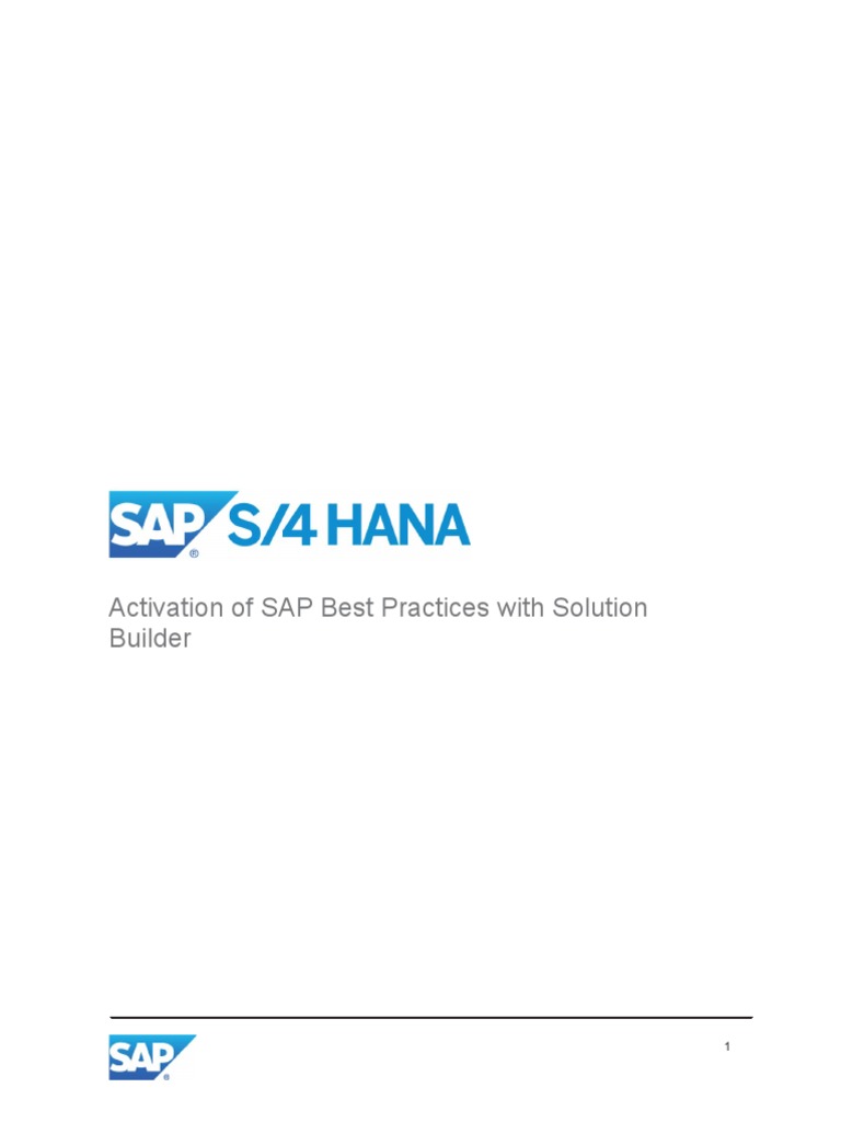 Activation of SAP Best Practices With Solution Builder | PDF