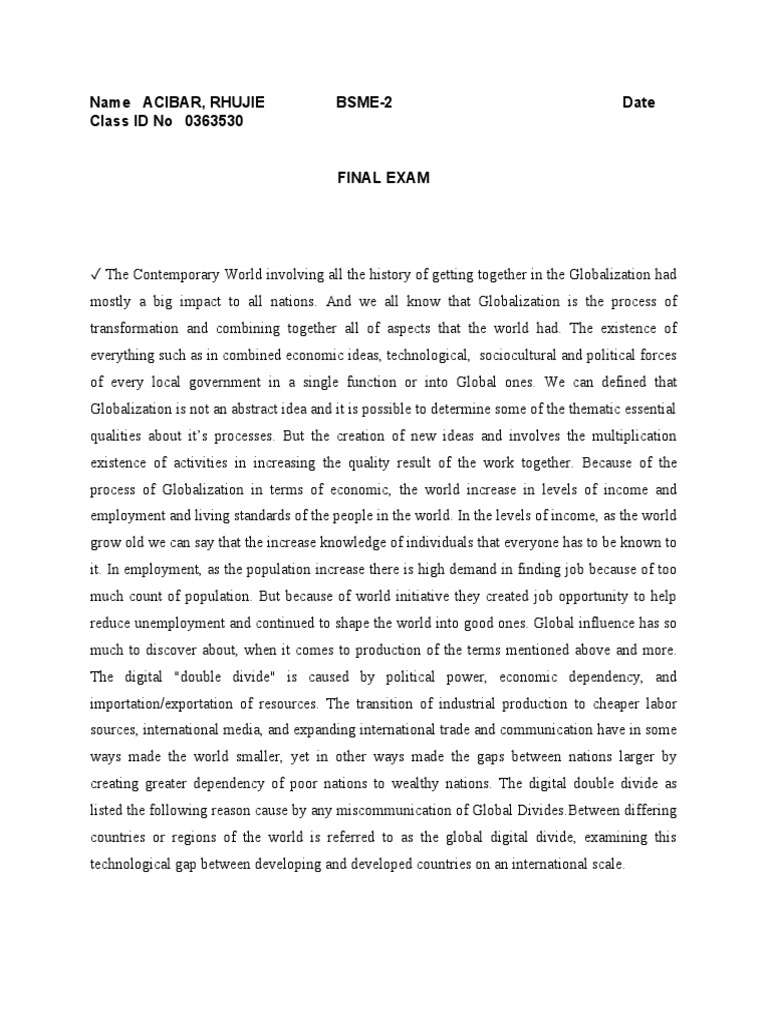 Contemporary World (Midterm Exam) | PDF | Globalization | Economies Contemporary World (Midterm Exam) | PDF | Globalization | Economies