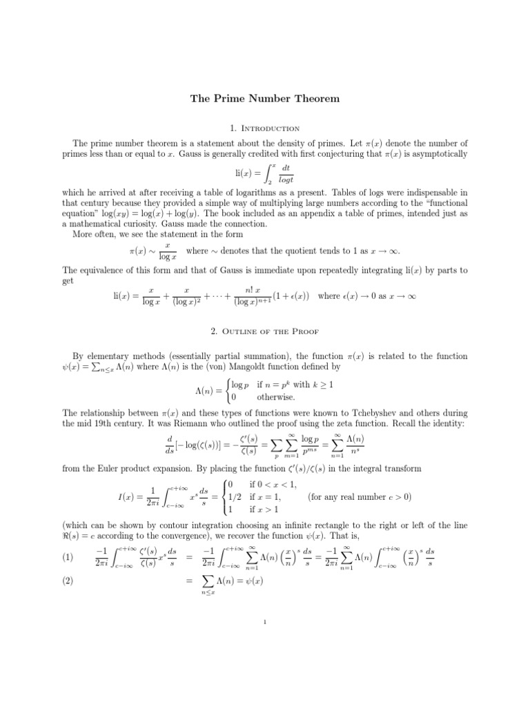 The Prime Number Theorem | PDF | Logarithm | Geometry