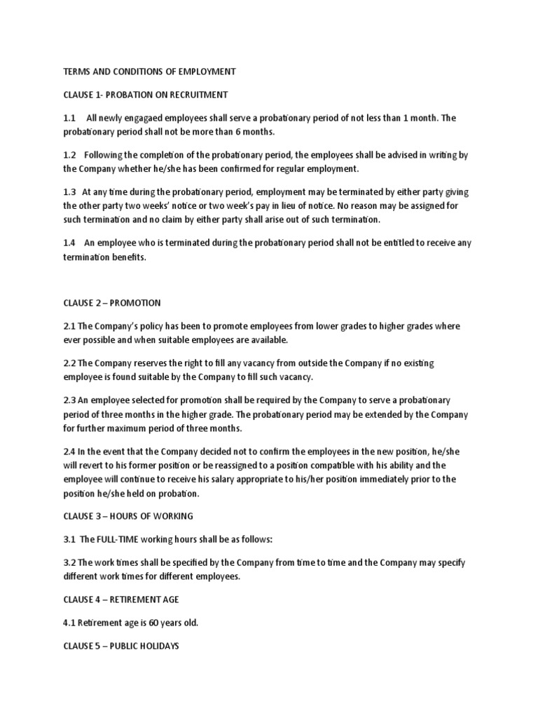 Terms and Conditions of Employment | PDF