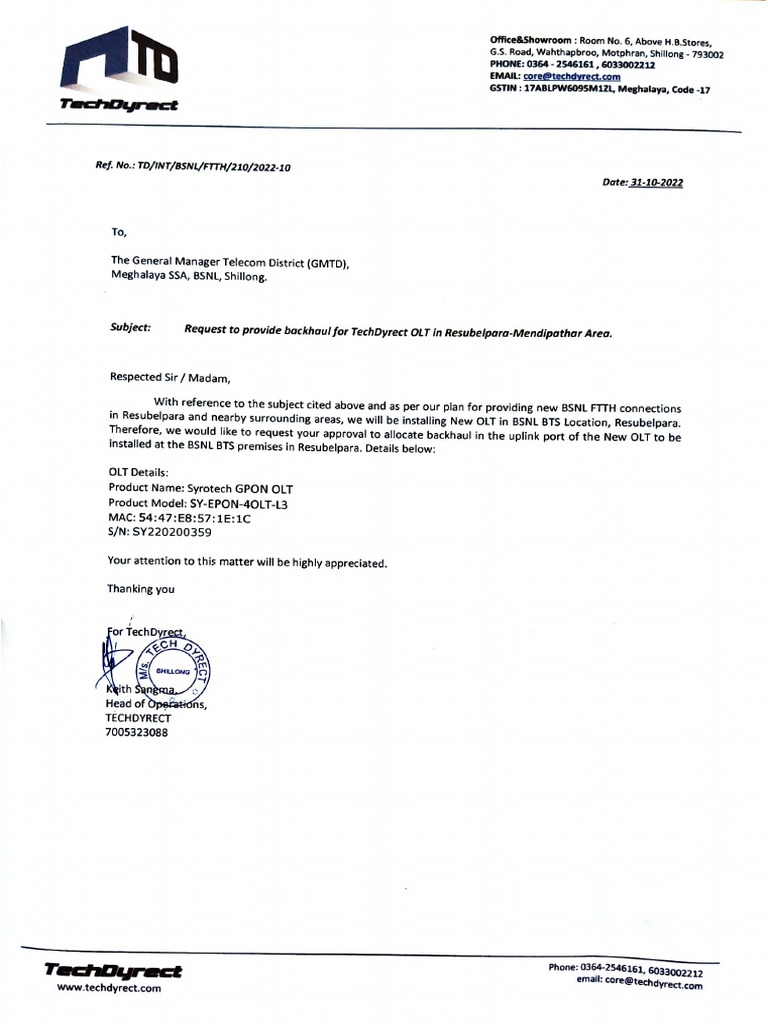 Proposal For Resu OLT | PDF