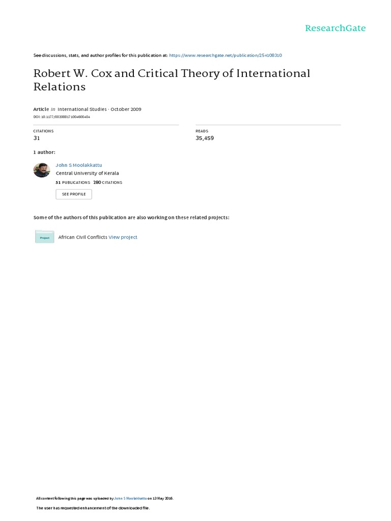 Robert W. Cox and Critical Theory of Int | PDF | Antonio Gramsci ...
