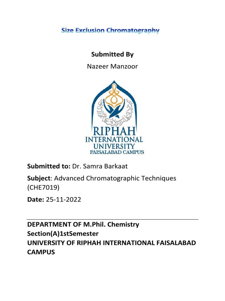 Size Exclusion Chromatography | PDF | Chromatography | High Performance ...