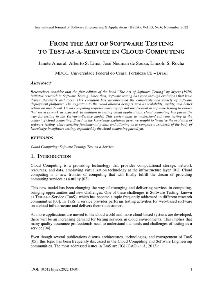 From The Art Of Software Testing To Test As A Service In Cloud Computing Pdf Cloud Computing