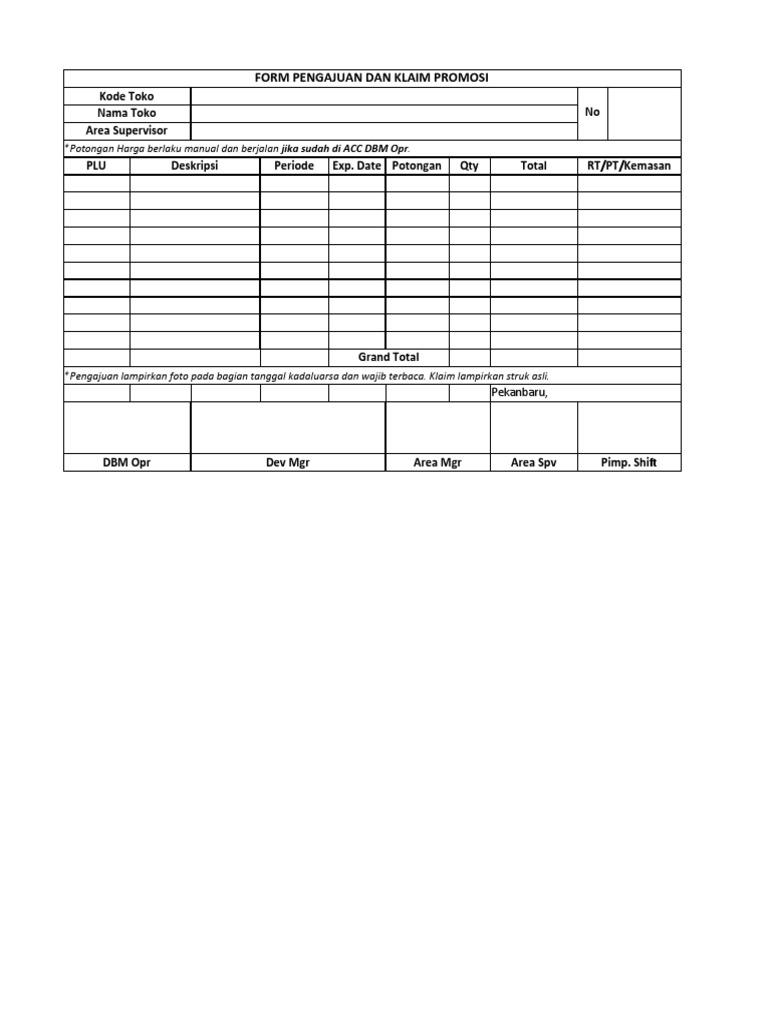 Form Klaim Promosi | PDF