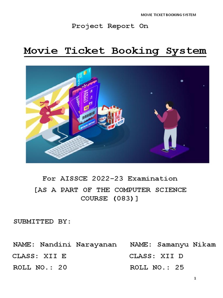 Movie Ticket Booking System Cs Project STD - Xii - Nandini Narayanan and Samanyu Nikam | PDF ...