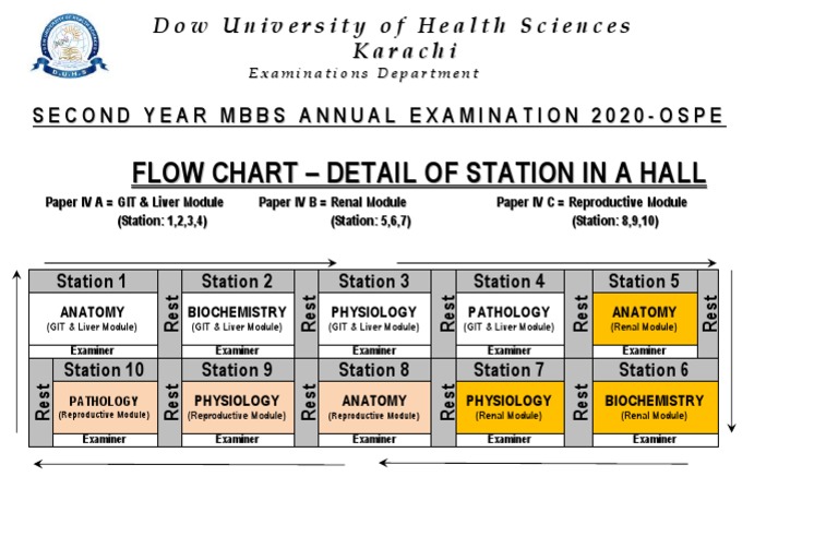 Flow Chart of OSPE Stations MBBS 2nd Professional Exam 2020 2 | PDF