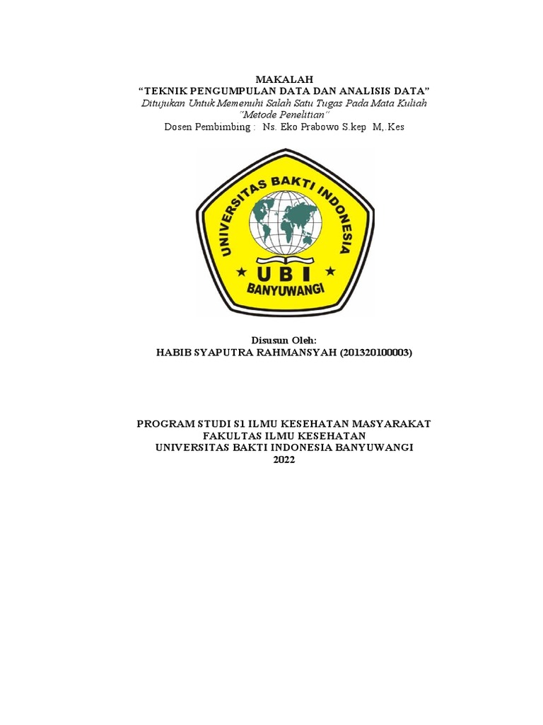 Makalah Teknik Pengumpulan Data Dan Analisis Data | PDF Makalah Teknik Pengumpulan Data Dan Analisis Data | PDF