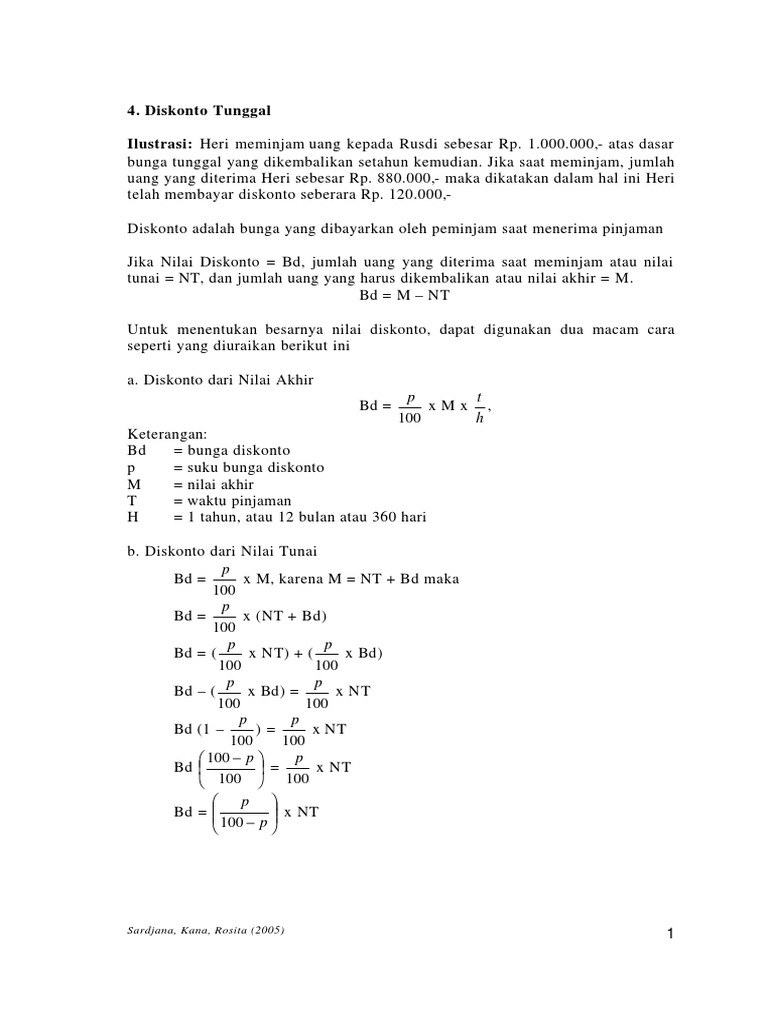 Diskonto Tunggal | PDF
