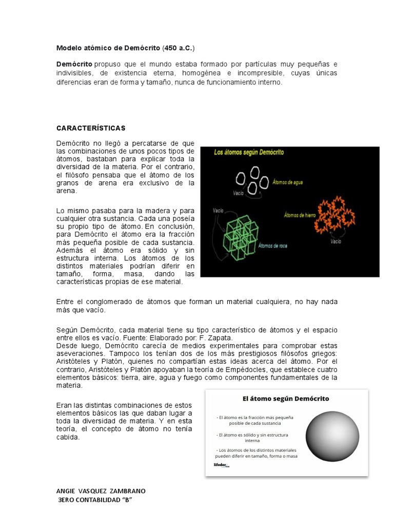Modelo Atómico de Demócrito | PDF | Átomos | Núcleo atómico