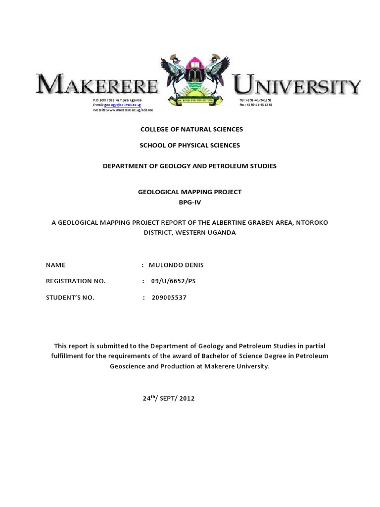 Semliki Geological Mapping Project - Makerere University | PDF | Sedimentary Rock | Fault (Geology)