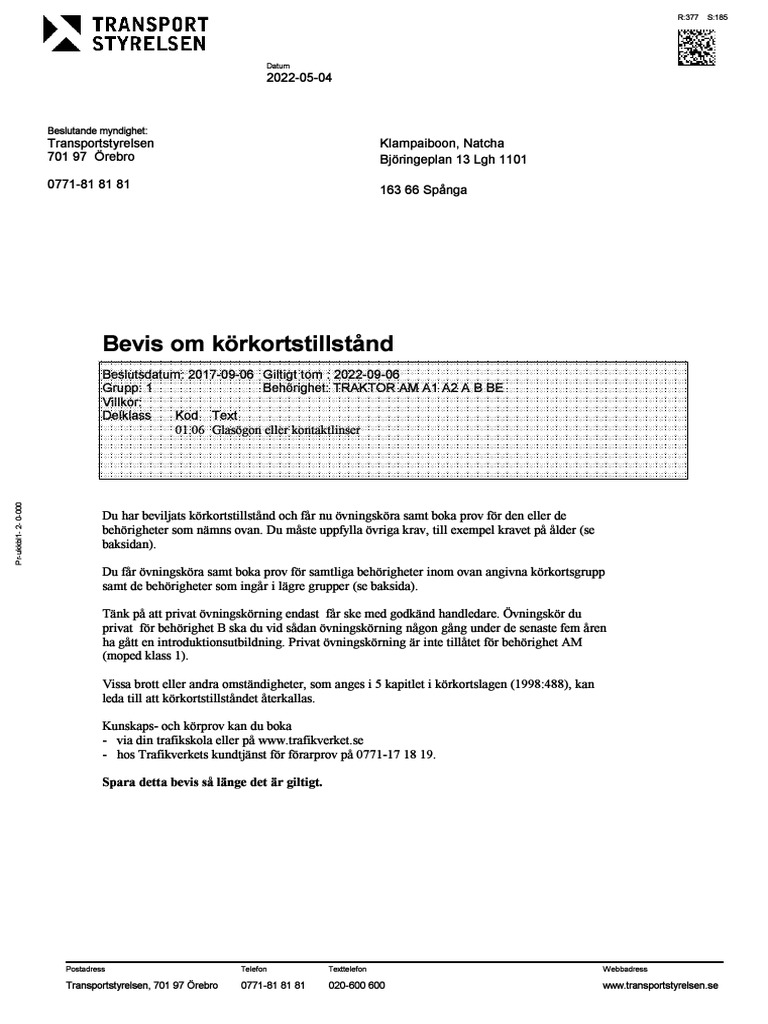 Körkortstillstånd 20220504091027 | PDF